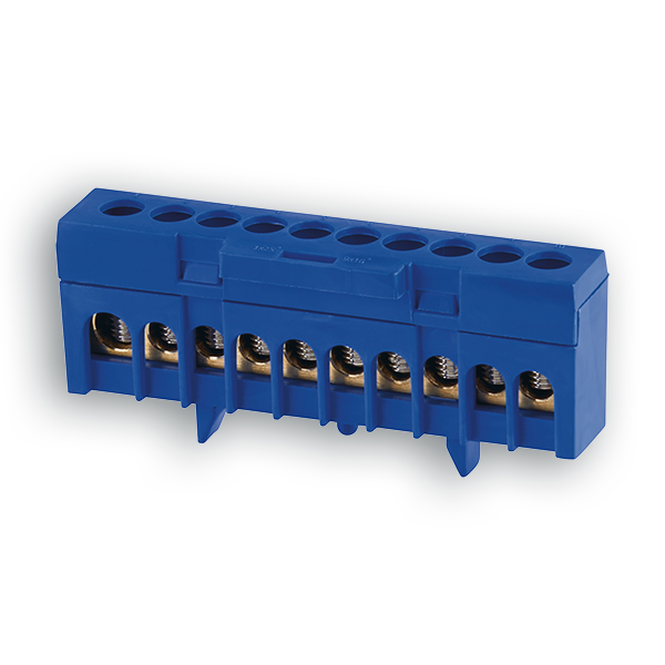 INSULATED NEUTRAL BUSBAR 10 CONNECTION BLUE – Electricalboards.com.au